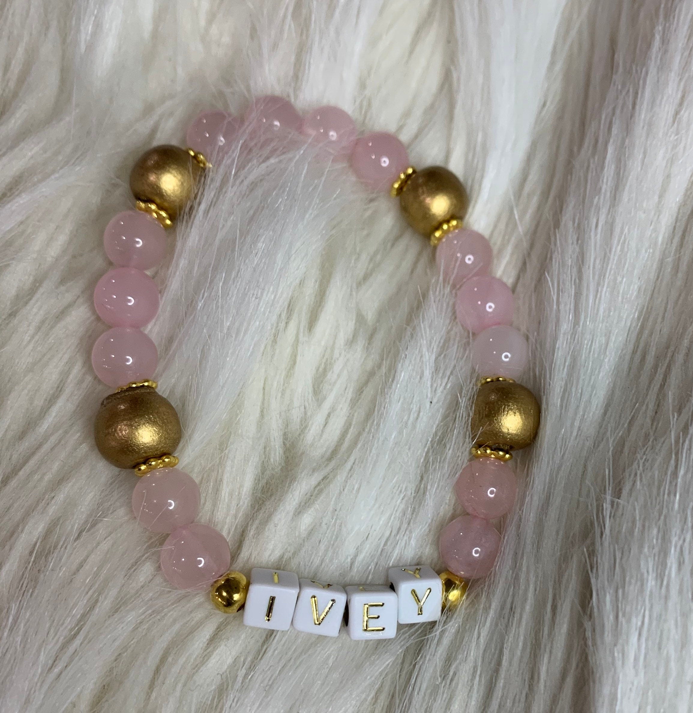 Personalized Pink and Gold Name Bracelet – Ivey Inspires